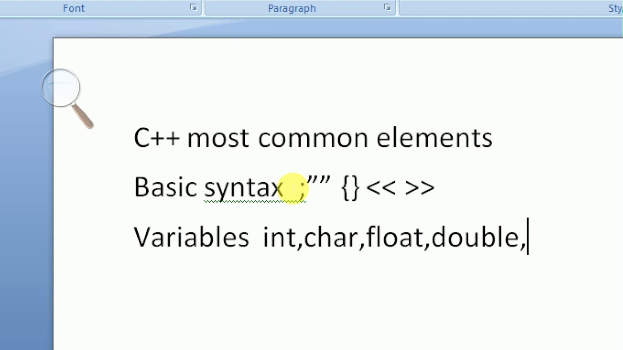 c++ most commonly used elements ||part 1||c++ elements - YouTube