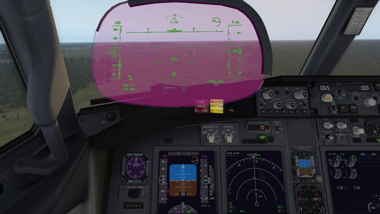 X-plane 11 Boeing 737 landing whith HUD diplay - YouTube
