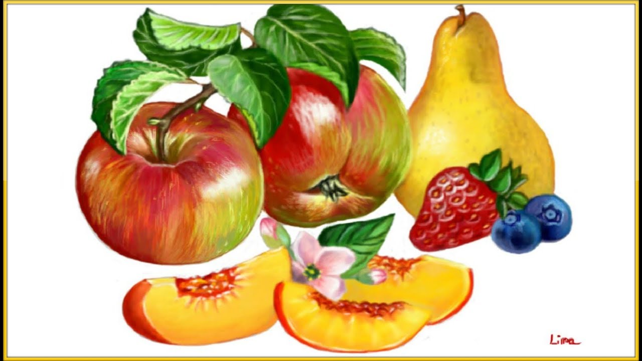 HOW TO DRAW REALISTIC FRUITS 2 | DIGITAL ART | SPEED PAINTING - YouTube