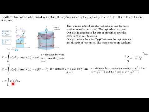 Volume of revolution: Solid has two parts (disk and washer methods ...