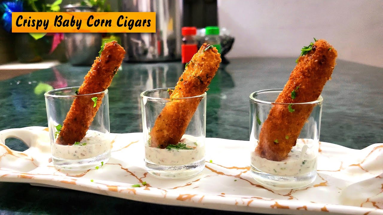 Crispy Baby Corn Cigars Recipe | Veg Starter | How to make Crispy Baby ...