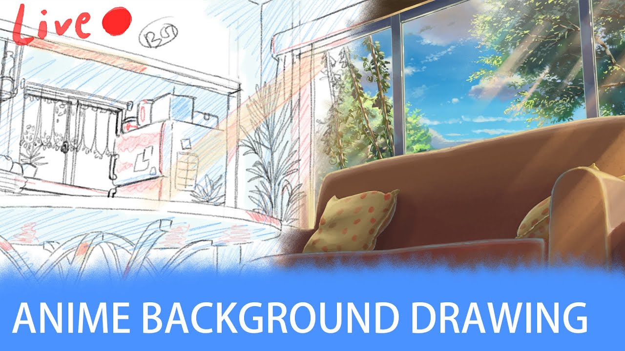 drawing Anime Background + commission work 28 06 25 - YouTube