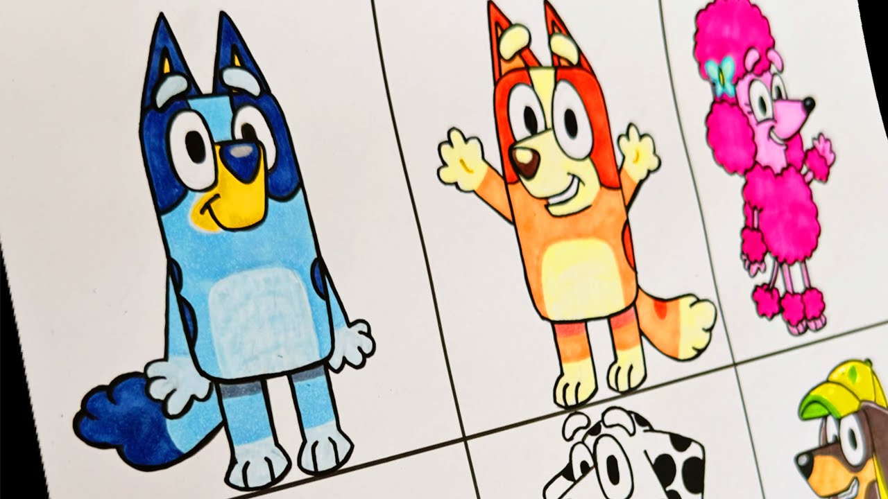 Drawing Bluey Characters Part 1 - Dibujando los perros de Bluey parte 1 ...