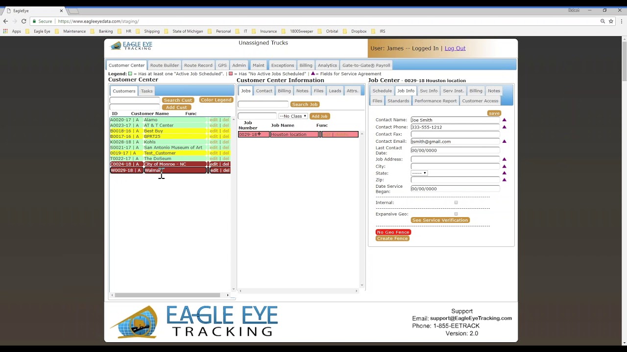 Eagle Eye Tracking Software Training Module 4.1 4.2: Create Job Service ...