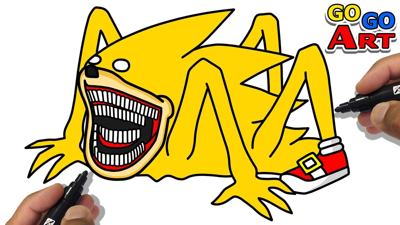 How To Draw SUPER SONIC (Shin Sonic Tapes) The Hedgehog - Easy for Kids ...