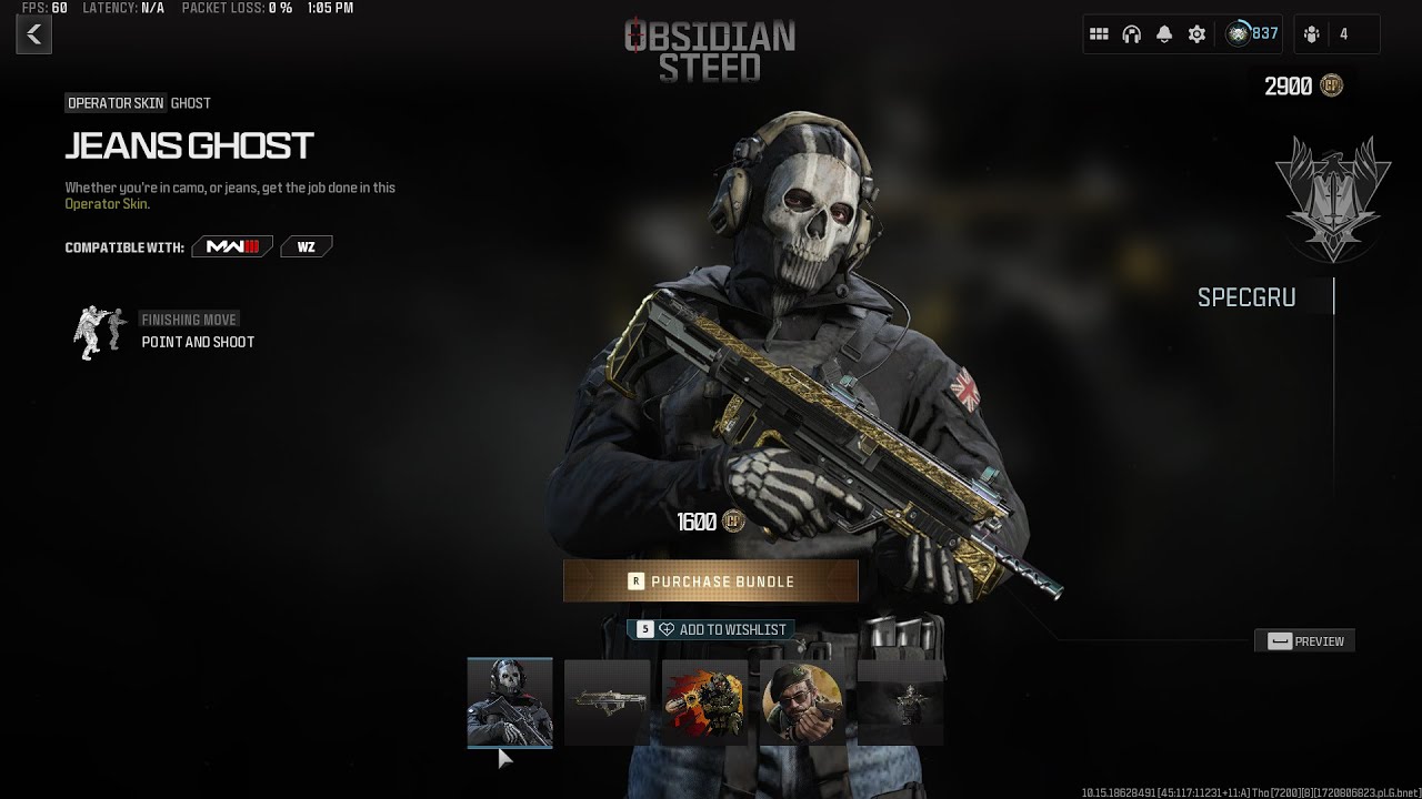 NEW SEASON 4 MW3/WARZONE: OBSIDIAN STEED JEAN GHOST BUNDLE! - YouTube