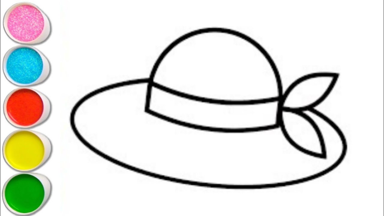 How to draw and colour girl's hat easy for children | easy drawing ...