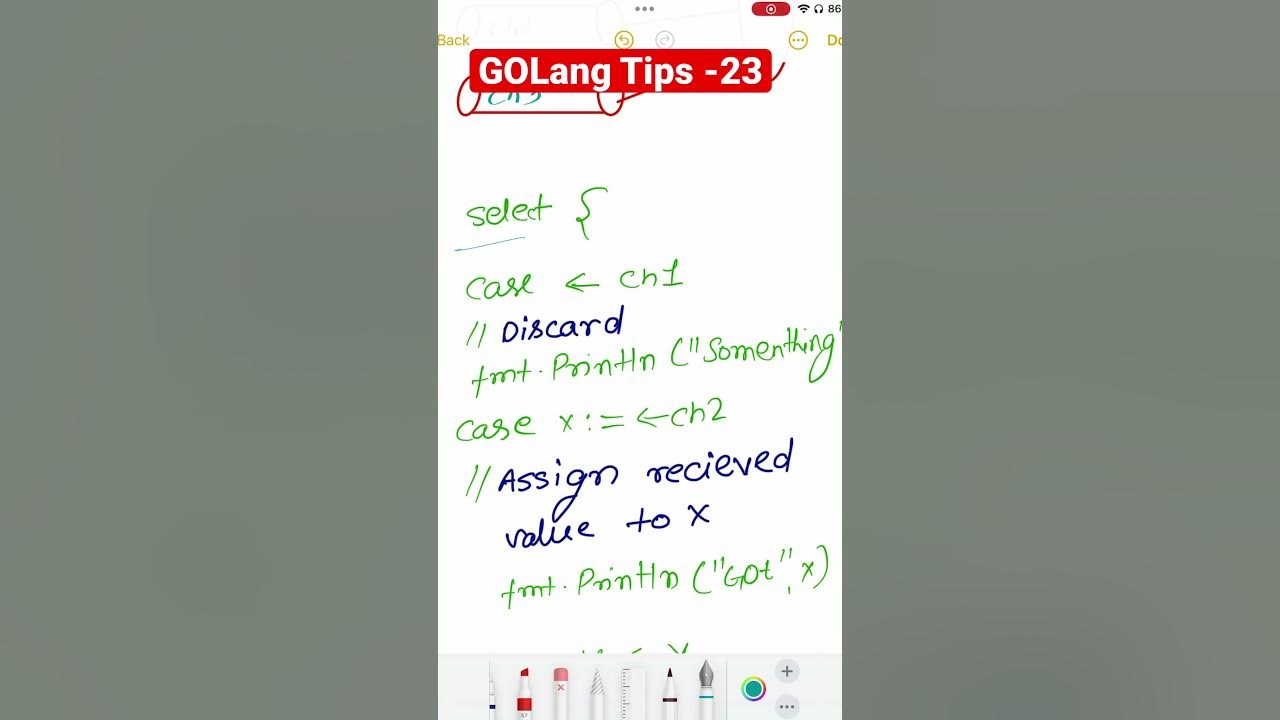 GOLang Tips -23 How to do multiplexing among channels in goroutines in GO #golang - YouTube