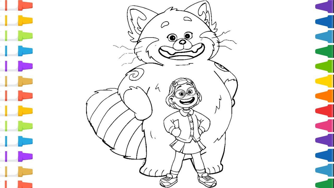 Turning Red Coloring Page | Coloring Mei Mei & Red Panda | The Coloring ...