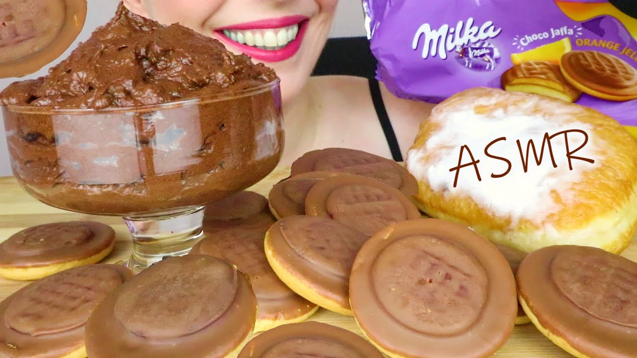 MILKA JAFFA CAKES, MASSIVE DONUT 🍩 & CHOCOLATE MOUSSE | ASMR Mukbang ...