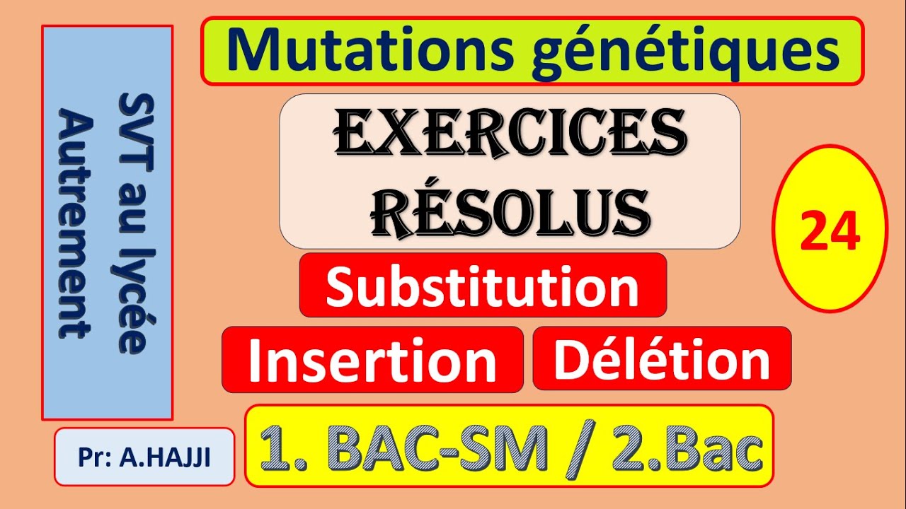 Exercices résolus SVT sur les mutations génétiques - YouTube