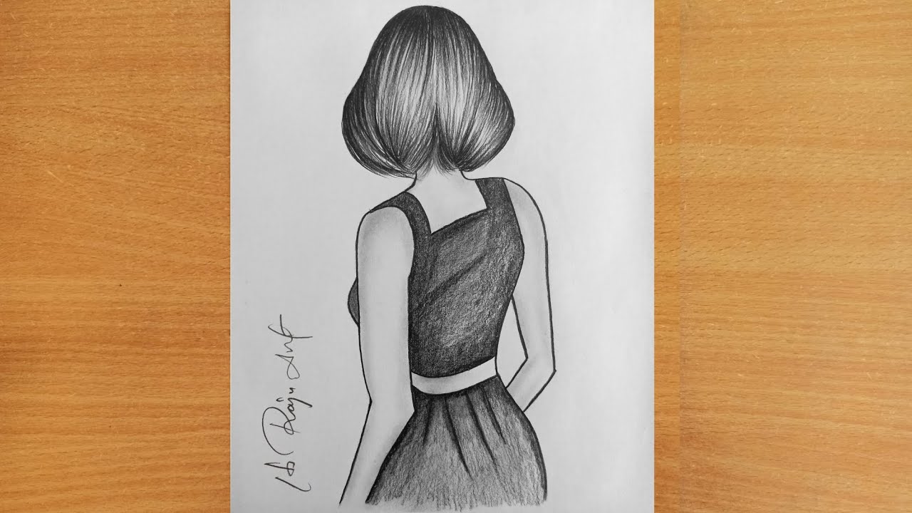 How to Draw a Short-Haired Girl: Step-by-Step Back View Tutorial - YouTube