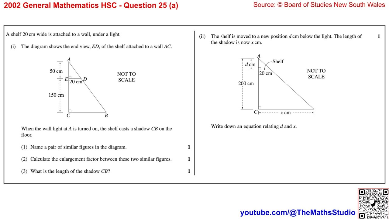 2002 General Maths HSC Q25a Solve problem involving similar right ...