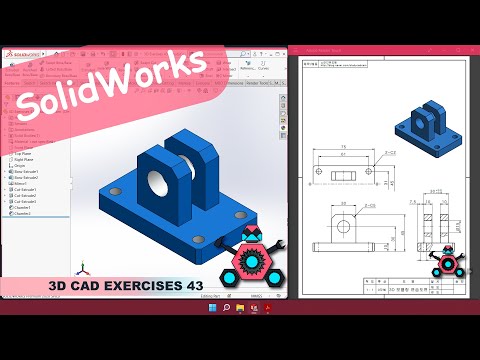 SolidWorks | 3D CAD EXERCISES 43 | StudyCadCam | Solution Tutorial |