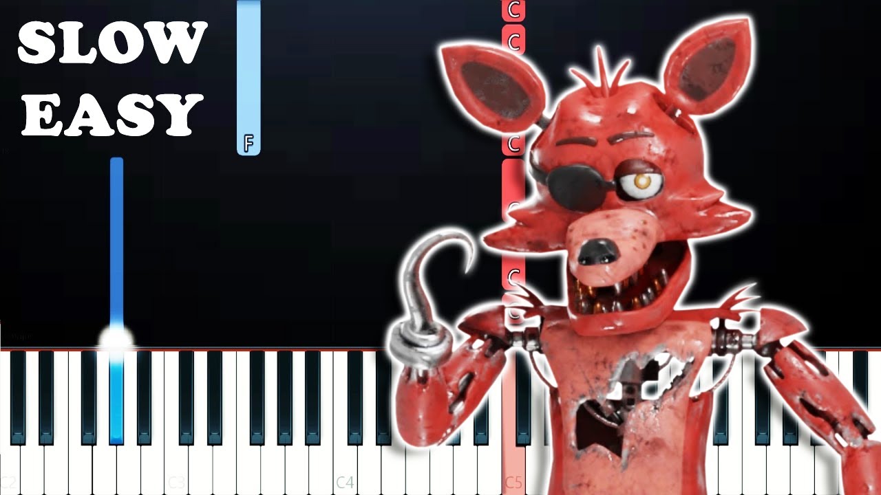 FNAF - Foxy Singing Sea Shanty (SLOW EASY PIANO TUTORIAL) - YouTube