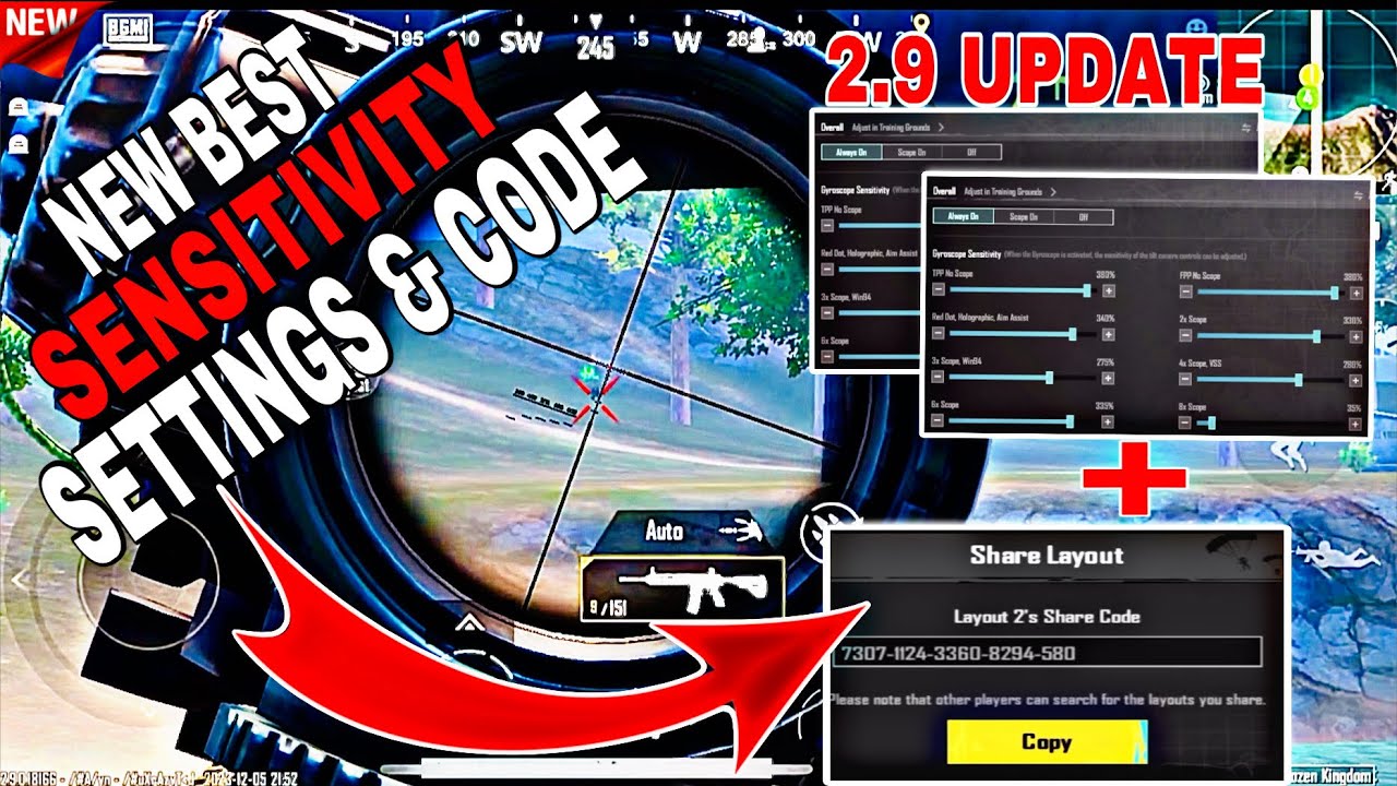 2.9 UPDATE🔥NEW BEST SENSITIVITY SETTINGS & CONTROL CODE | BEST BGMI ...