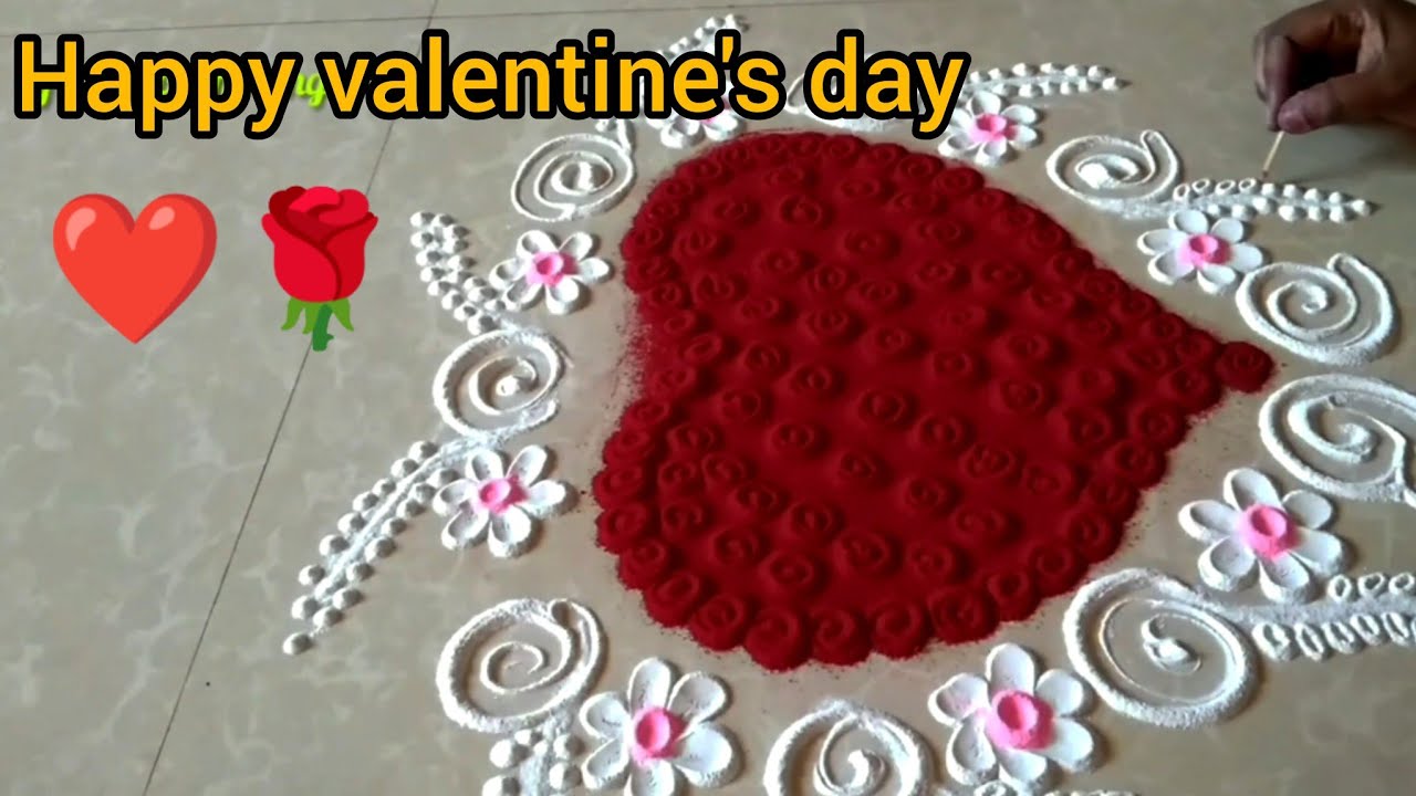 Valentine's day special Kolam ️3 Different Rangoli ️ Heart Design ...