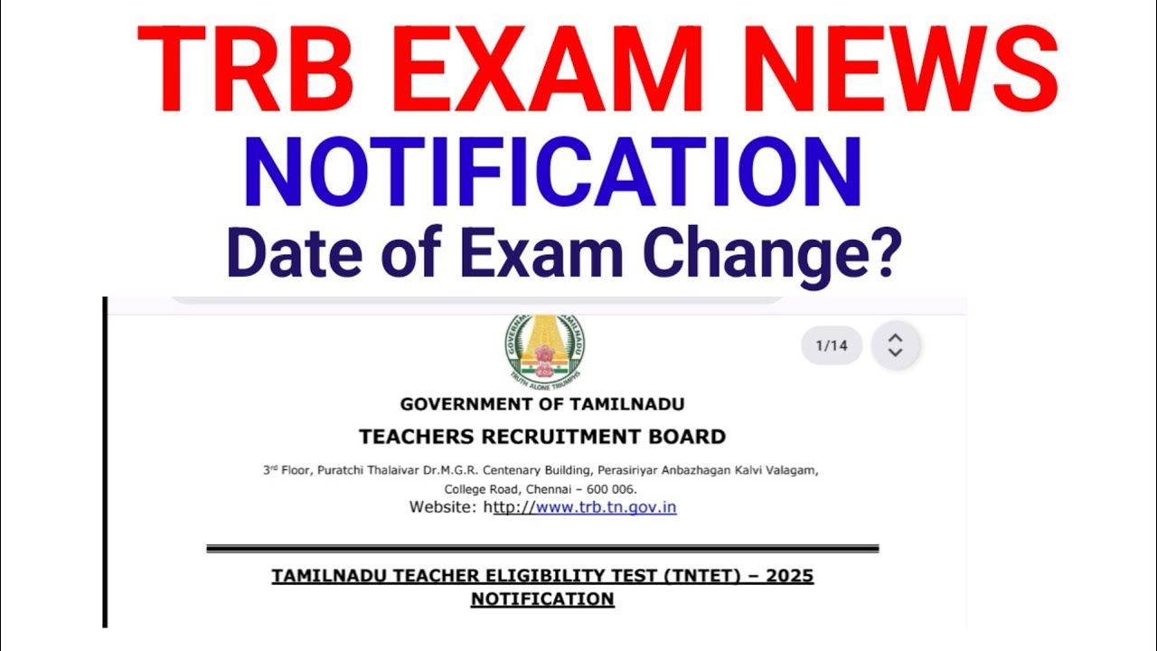 TRB EXAM NEWS/TNSET Notification Details/TRB - YouTube