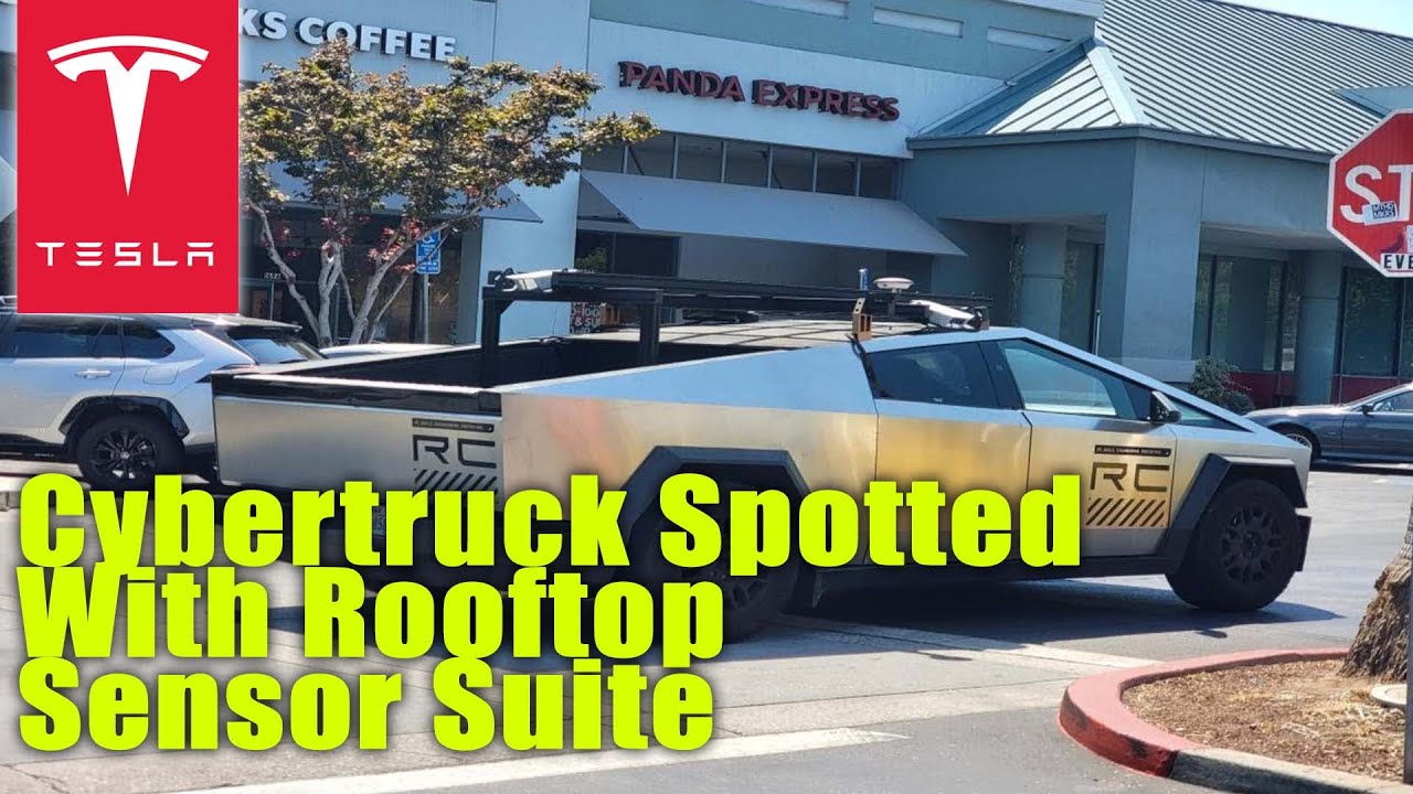 Tesla Cybertruck Spotted With Rooftop Sensor Suite - YouTube
