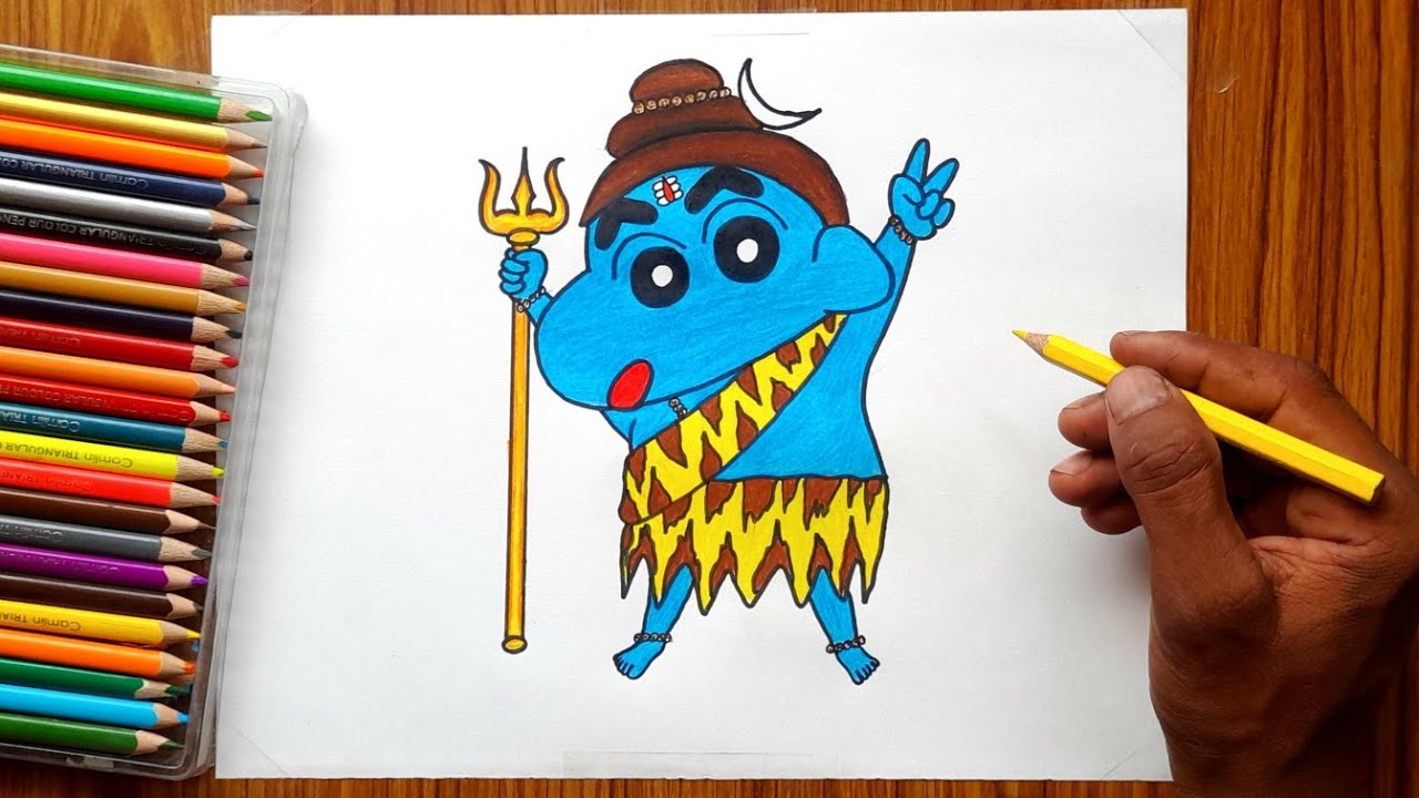bhola baba in shinchan drawing || shinchan drawing || bhole baba ...