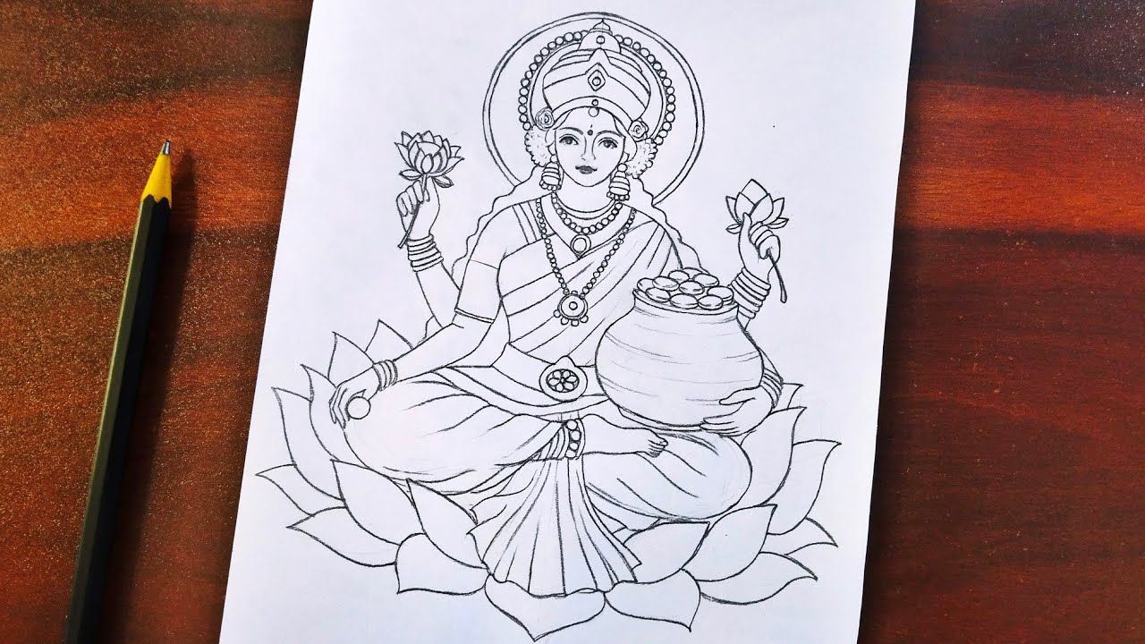 How to Draw LAKSHMI Mata | Pencil Drawing | Easy Step by Step Tutorial ...