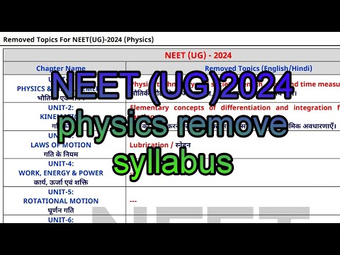 NEET(UG) 2024 physics remove Topics| NTA syllabus #neet2024 #trending # ...