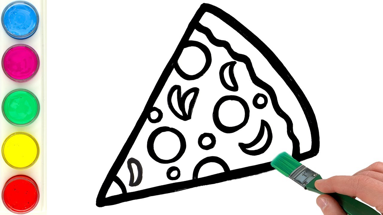 How to Draw and Paint Pizza Slice Picture Drawing, Painting and ...