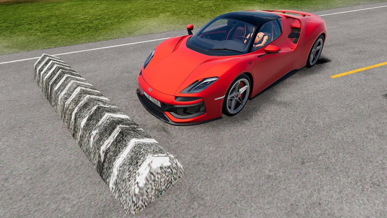 Cars, Trucks, Police Chase Vs Massive Speed Bumps - BeamNG Drive - YouTube