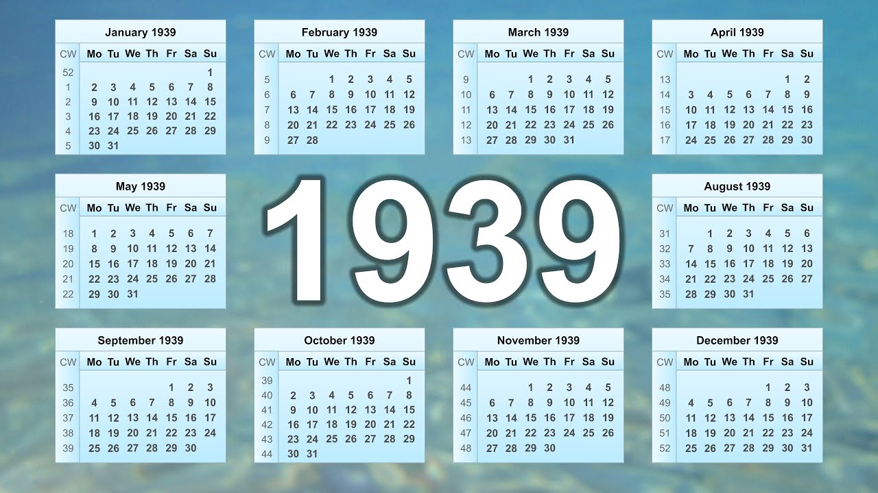 Calendar 1939 - YouTube