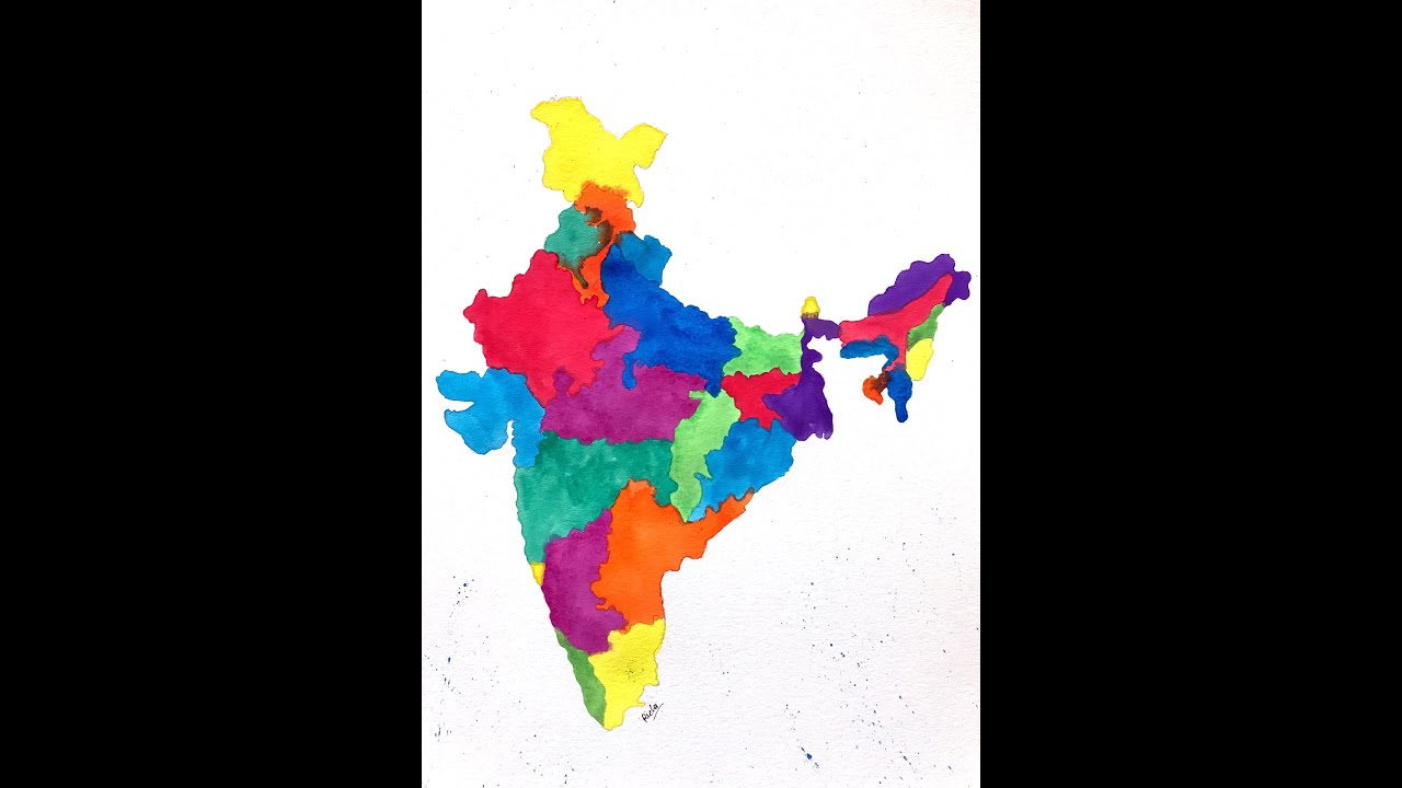 Watercolor painting Tutorial for beginners Map of India by RichaGallery ...