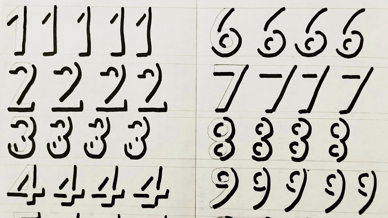 Learn 0 to 9 Number Shadow Writing || Learn 3D Number Calligraphy ...