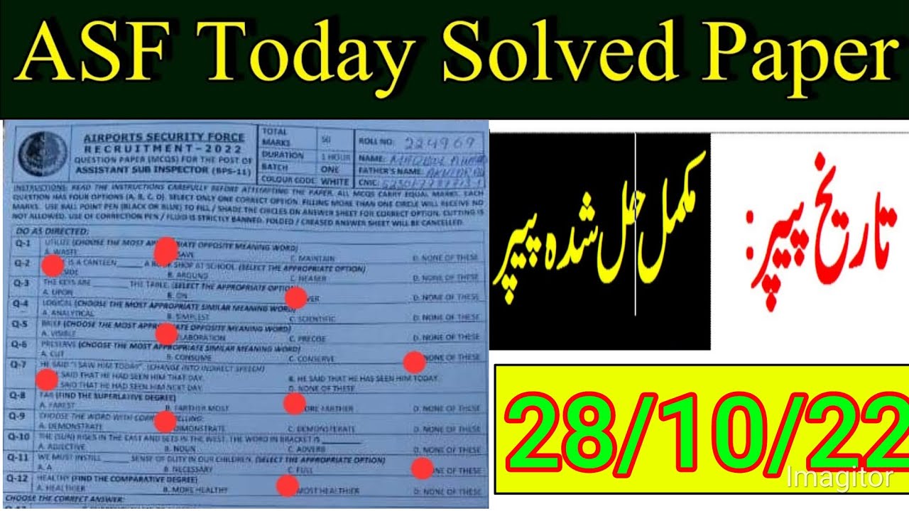 today ASF asi solved paper 28-10-2022 batch-1 || today ASF complete ...