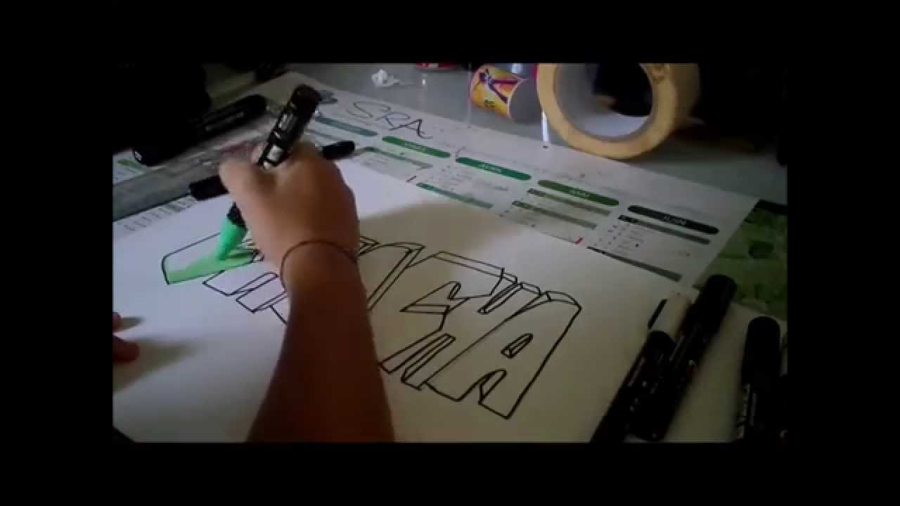 comment faire un tag au posca (simple graffiti lettre) - YouTube