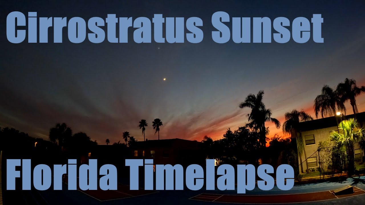 Timelapse - Cirrostratus Sunset w/ Crescent Moon in Florida - YouTube