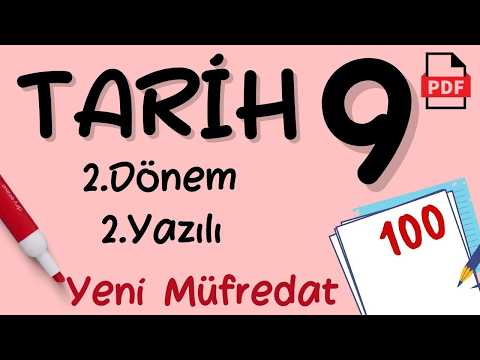 Tarih 9. Sınıf 2. Dönem 2. Yazılı Yeni Müfredat Maarif Model +PDF Tarih 9 yazılı