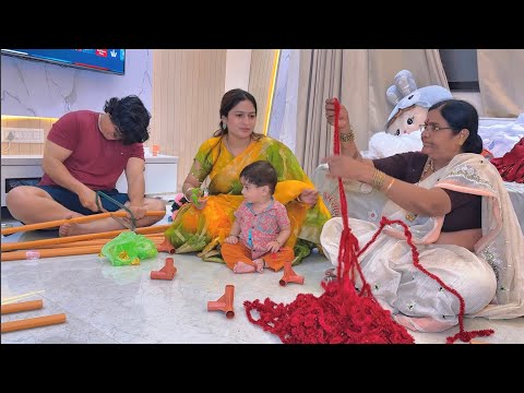 रेशमाने गणपती डेकोरेशन कसे केले पहा 