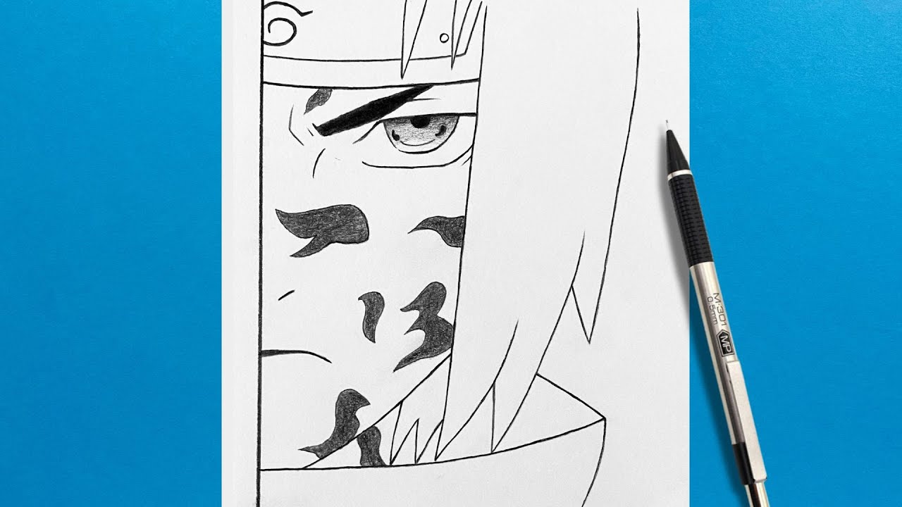 How To Draw Sasuke Uchiha Half Face Easy Step By Step Sasuke Uchiha ...