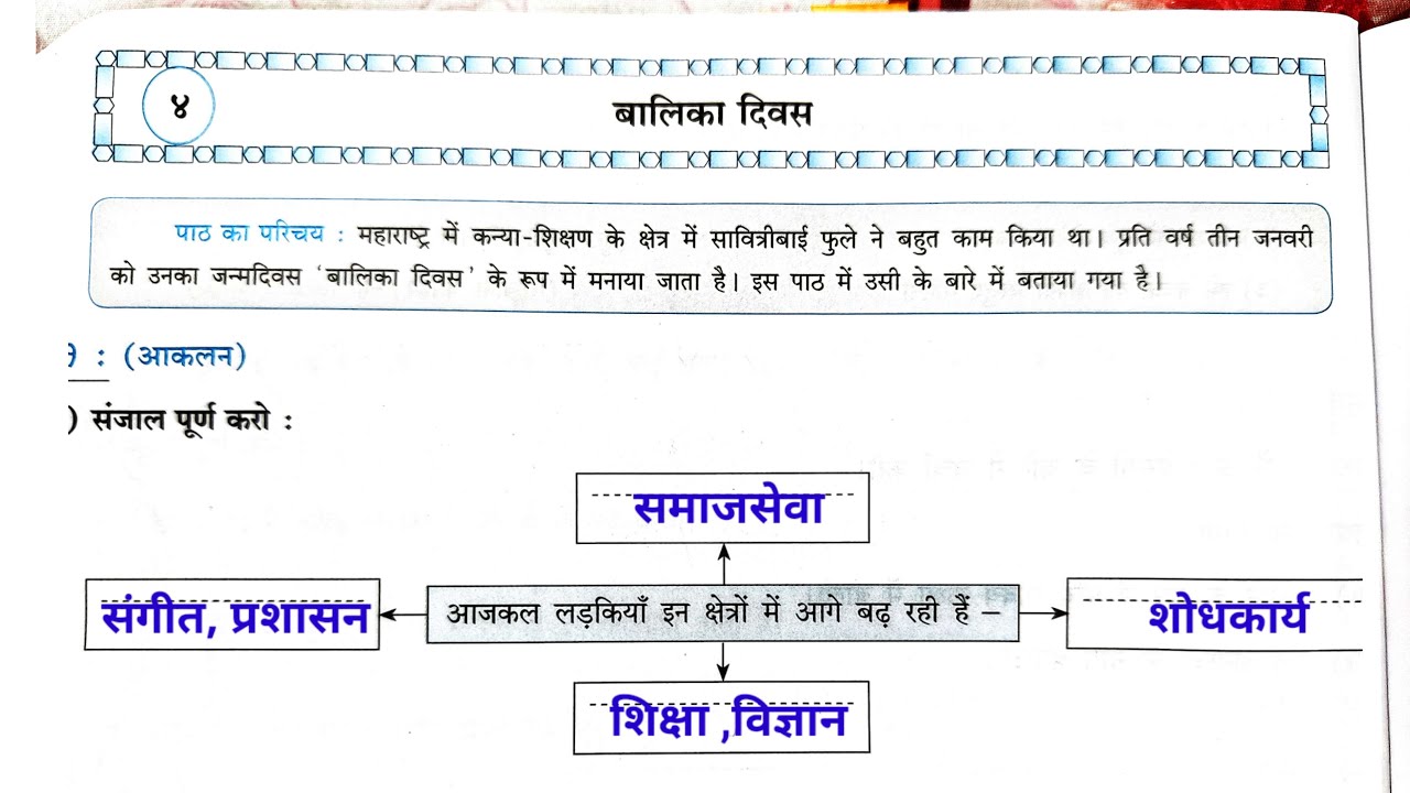 5th STD Hindi chapter 4 बालिका दिवस workbook answer | class 5 Hindi ...