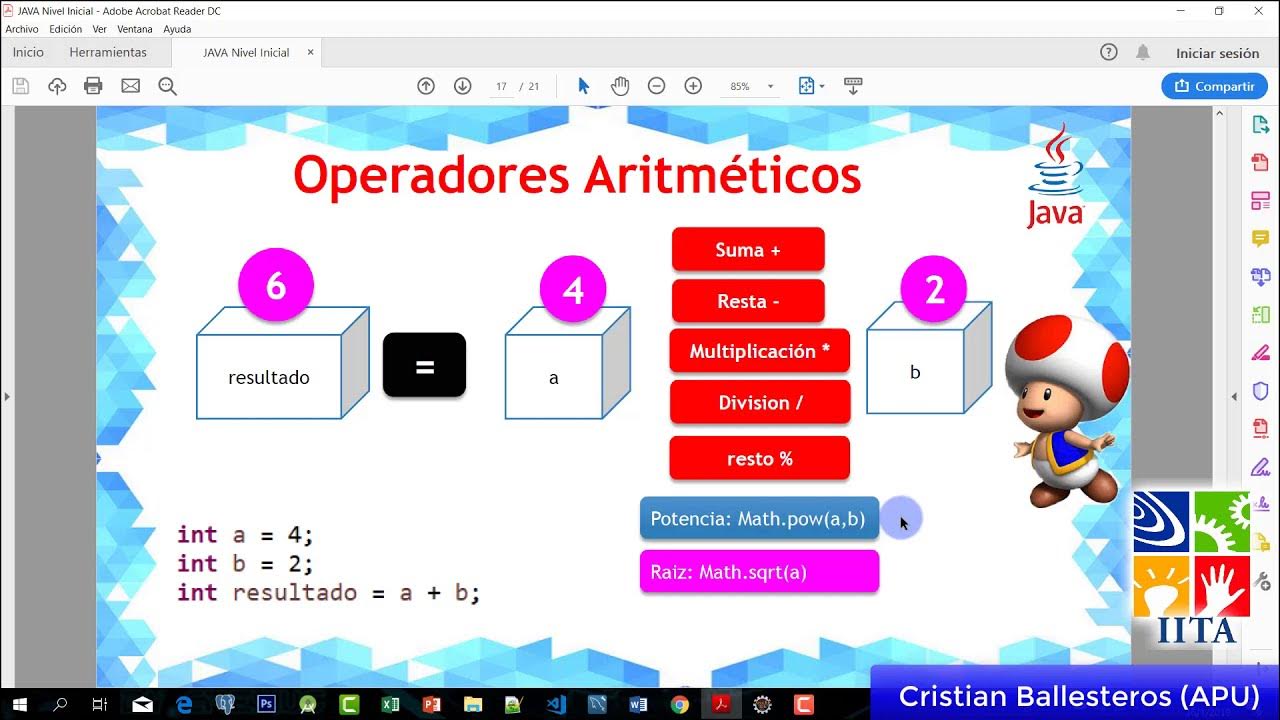 uso de operadores aritmeticos en JAVA IITA - YouTube
