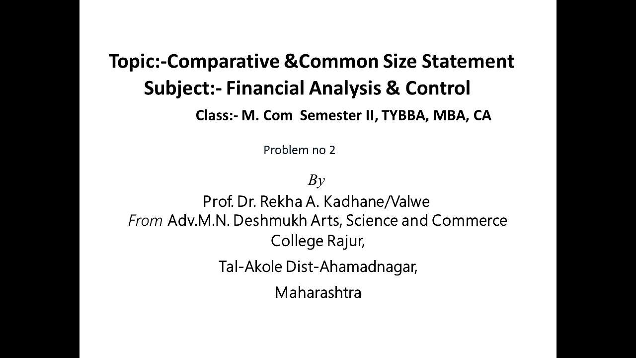 Comparative & Common Size Statement Problem no 2,Financial Management ...