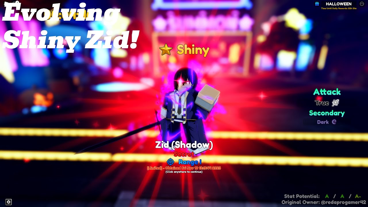 Evolving Shiny Zid In anime Adventures! I roblox - YouTube