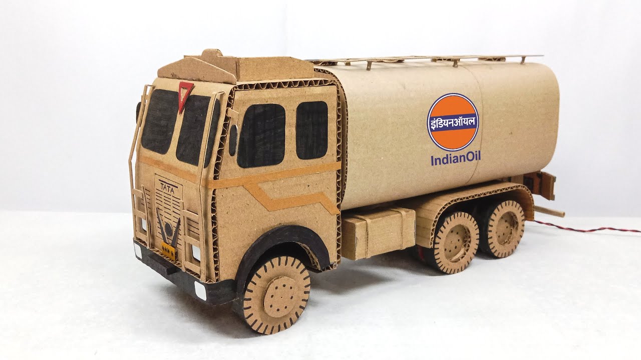 How To Make A Oil Tanker with Cardboard | 10 Wheel Fuel Truck - DIY ...