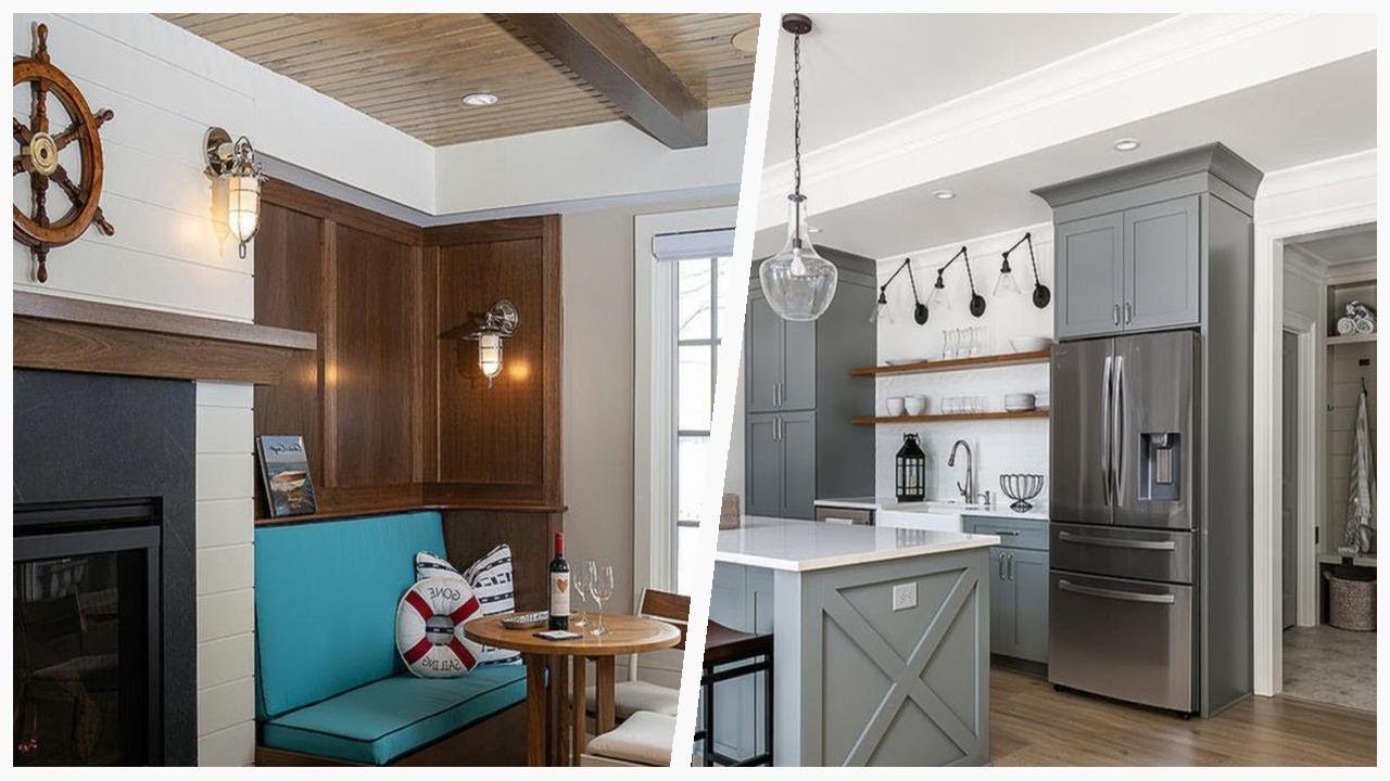 75 All Ceiling Designs Coastal Basement Design Ideas You'll Love 🌈 ...