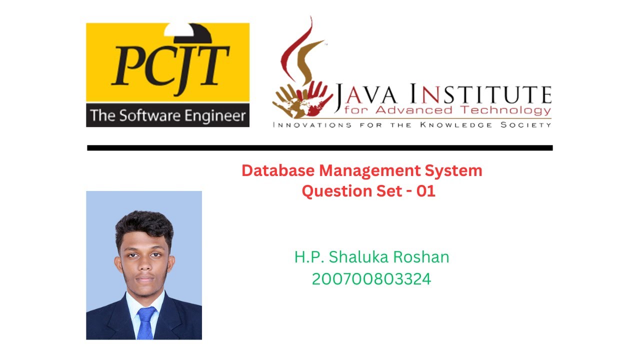 Question Set 01 Database Management System Java Institute Youtube