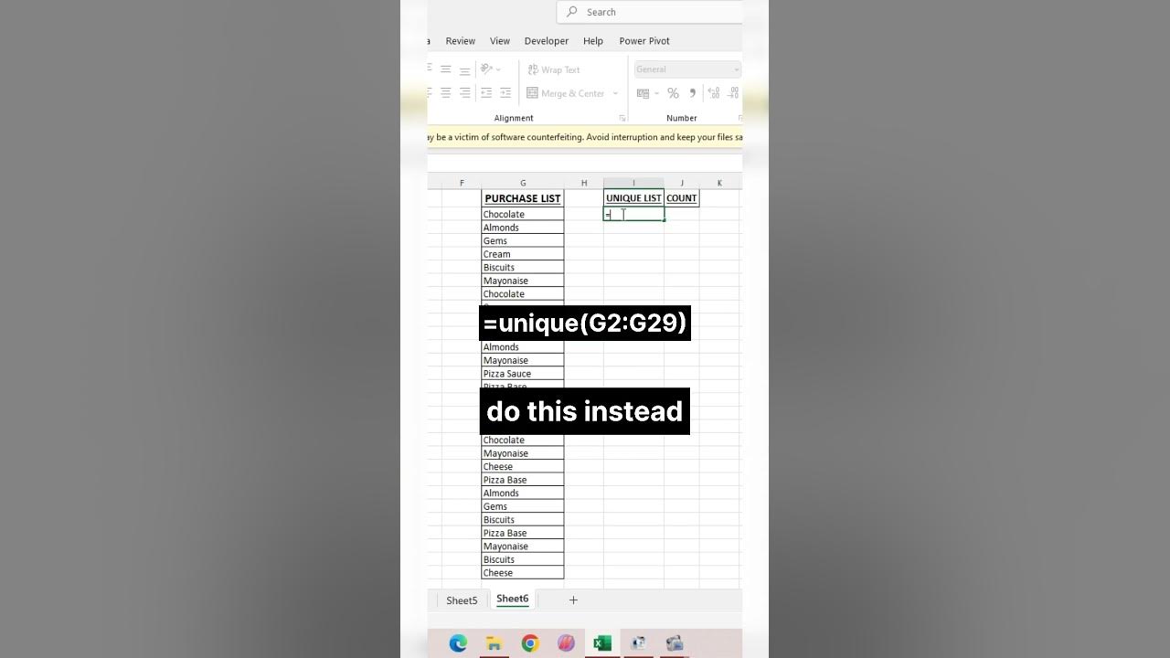 Unique Function In Excel || #shorts #ytshorts #excel #exceltips #exceltricks - YouTube