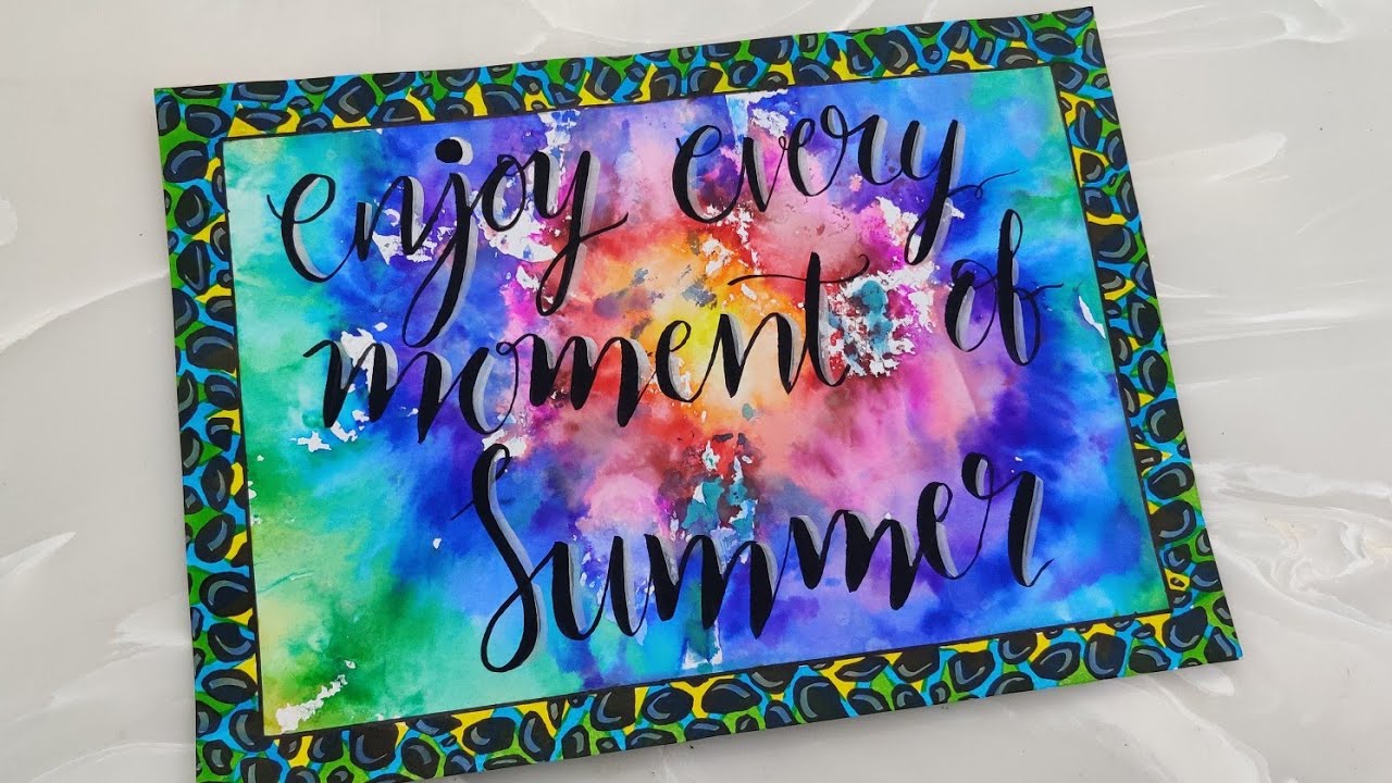 Easy watercolor background and calligraphy tutorial for beginner ...