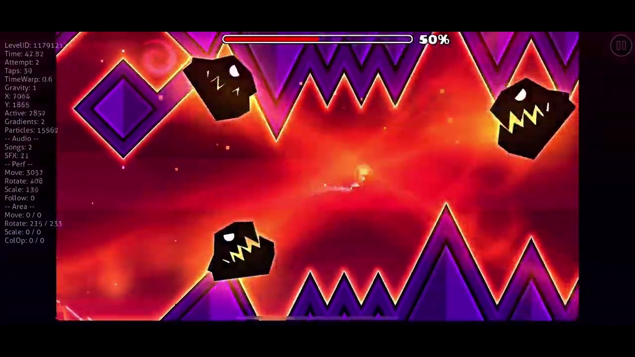 Geometry dash dead device 2 tries - YouTube