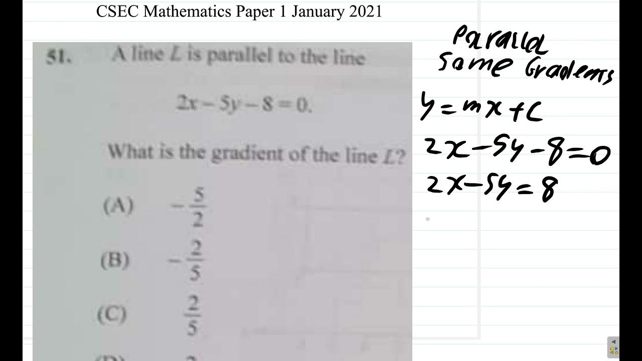 January 2021 Paper 1 CSEC Mathematics Question 51 - YouTube