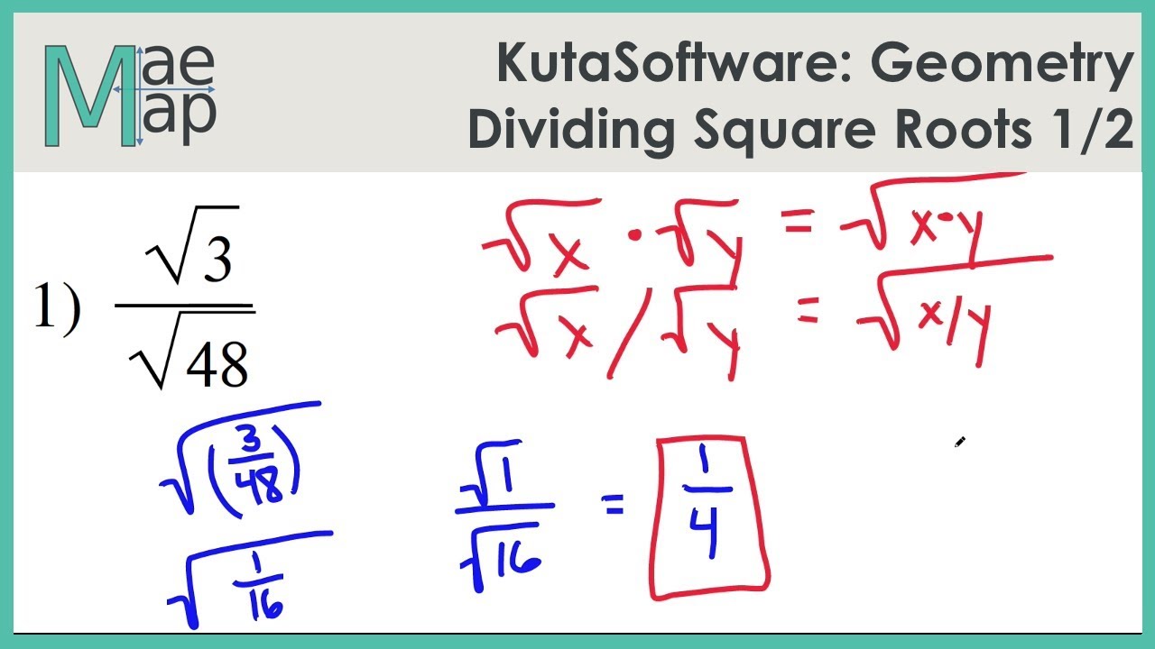 KutaSoftware Geometry Dividing Square Roots Part 1 YouTube