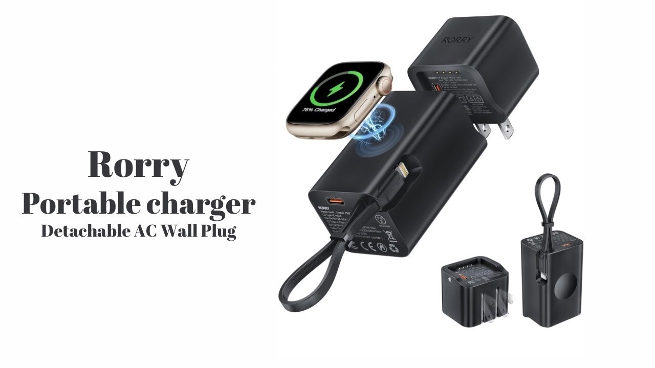 Rorry Multi-Function Portable Charger with Detachable Adapter - YouTube